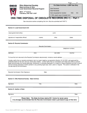 Fillable Online INSTRUCTIONS - FORM RC-1 (Use only for records no ...