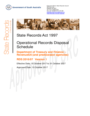 Fillable Online archives sa gov 20180108 Operational Records Disposal ...