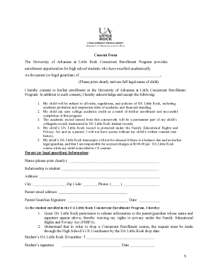 Fillable Online Concurrent Enrollment Consent Form Official - Early Credit ... Fax Email Print ...