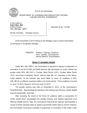 Fillable Online RETAIL LIQUOR LICENSES - State of Michigan Fax Email ...