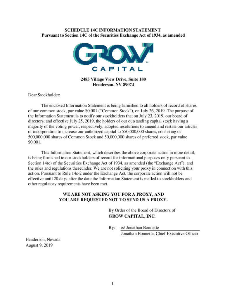 Fillable Online SCHEDULE 14C INFORMATION STATEMENT Pursuant to Section ...