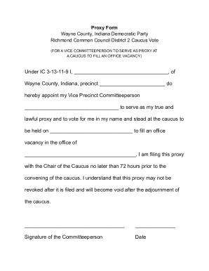 Fillable Online Precinct Vice Committeeperson Proxy Form Fax Email ...