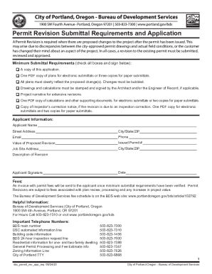 Fillable Online Permit Revision Submittal Requirements and Application ...