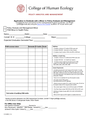 Fillable Online Minor in PAM form - Cornell University Fax Email Print ...
