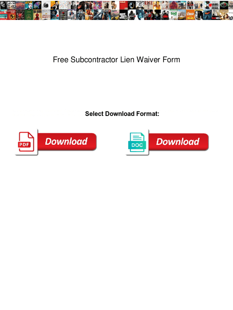 Fillable Online Free Subcontractor Lien Waiver Form. Free Subcontractor ...