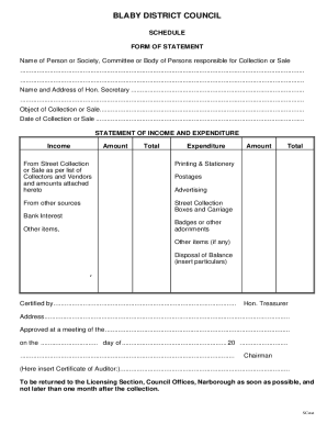 Fillable Online Street collection form of statement Fax Email Print ...