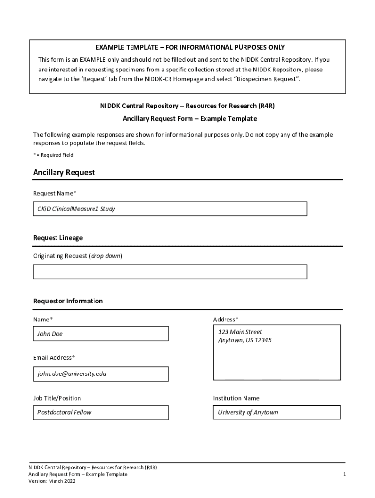 Fillable Online Ancillary Request Form Example. Ancillary Request Form ...