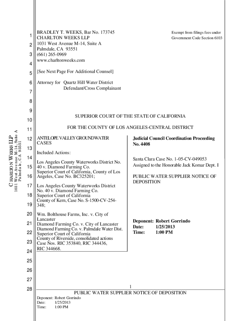 Fillable Online Notice of Deposition (percipient) Fax Email Print ...