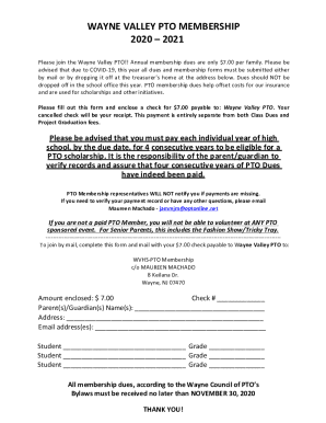 Fillable Online Wayne Valley HS PTO / PTO Forms and Notices Fax Email ...