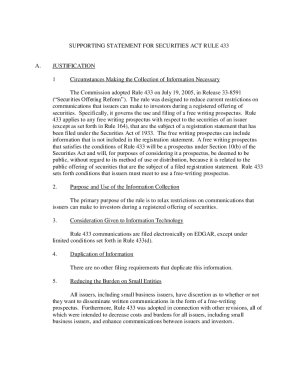 Fillable Online SUPPORTING STATEMENT FOR FORM RULE Fax Email Print ...