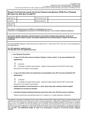 Fillable Online PPH request form 5-06.doc Fax Email Print - pdfFiller