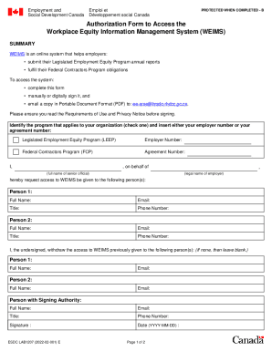Fillable Online equity esdc gc Authorization Form to Access the ...