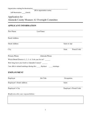 Fillable Online dme Measure A1 Oversight Committee application form Fax Email Print - pdfFiller
