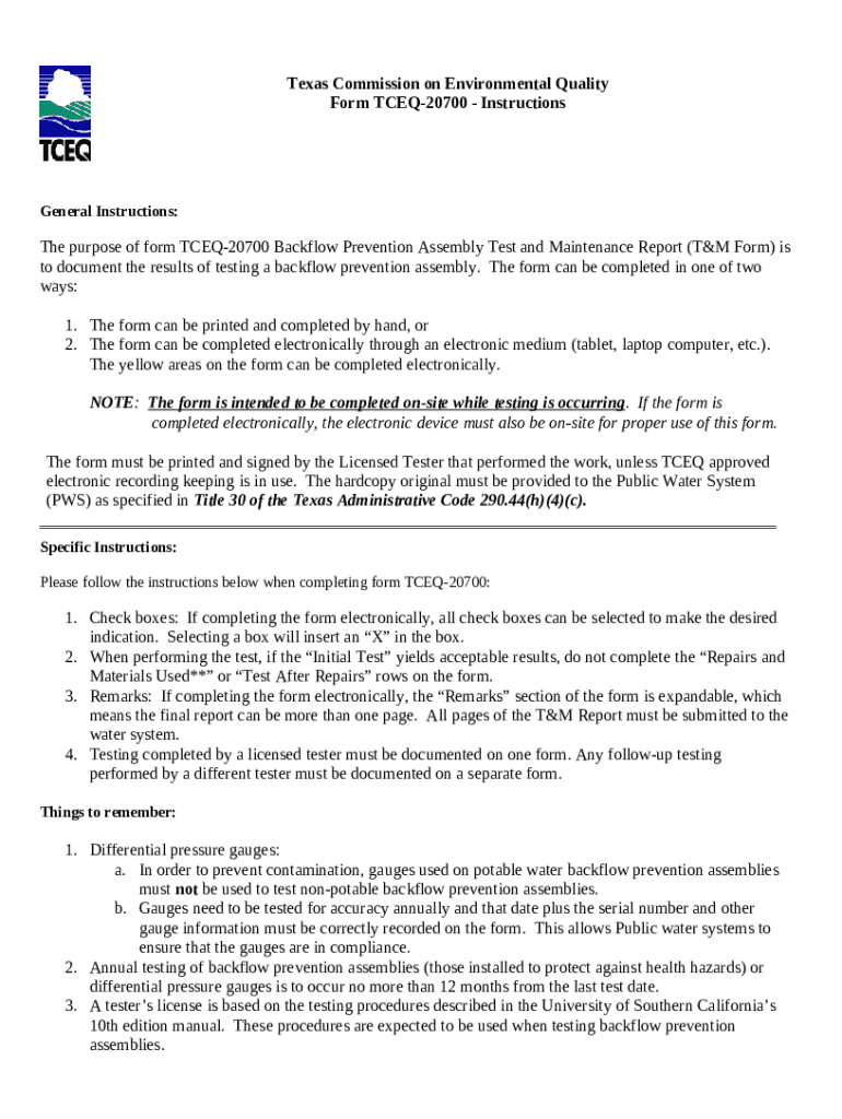 DOC TCEQ 20700 - BACKFLOW PREVENTION ASSEMBLY TEST ... Doc Template ...