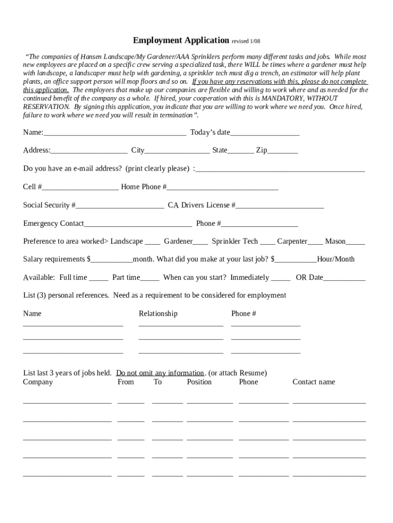 Careers and Employment at ROBERT HANSEN LANDSCAPING ... Doc Template ...