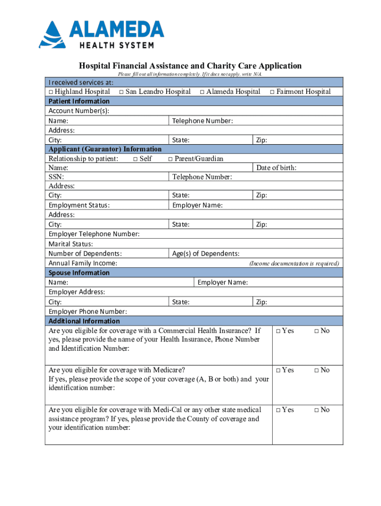 Fillable Online AHS Charity Care Application - FINAL AND APPROVED TO ...