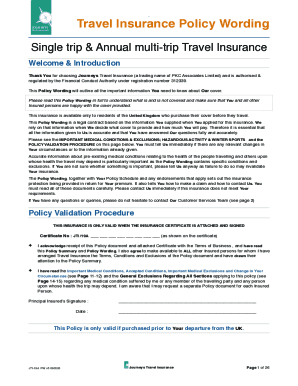 Fillable Online Instant Travel ProtectionAnnual Multi-trip Insurance ...