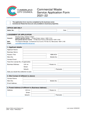 Fillable Online Commercial Waste Service Application - 2021-2022 Form Fax Email Print - pdfFiller