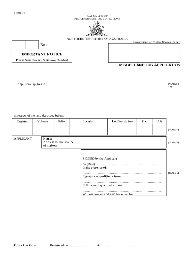 no. 111 - Application to remove Caveat that has ... - nt gov Doc ...