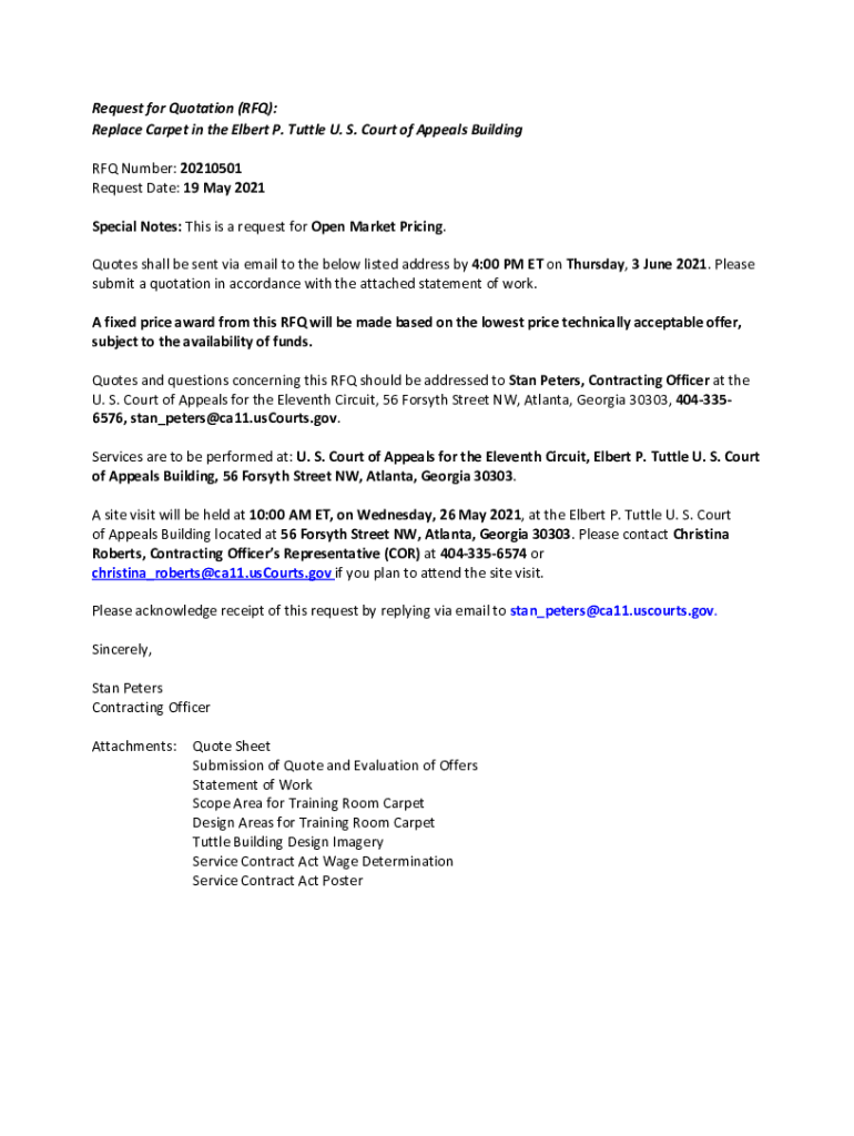 Fillable Online Request for Quotation (RFQ): Replace Carpet in the ...