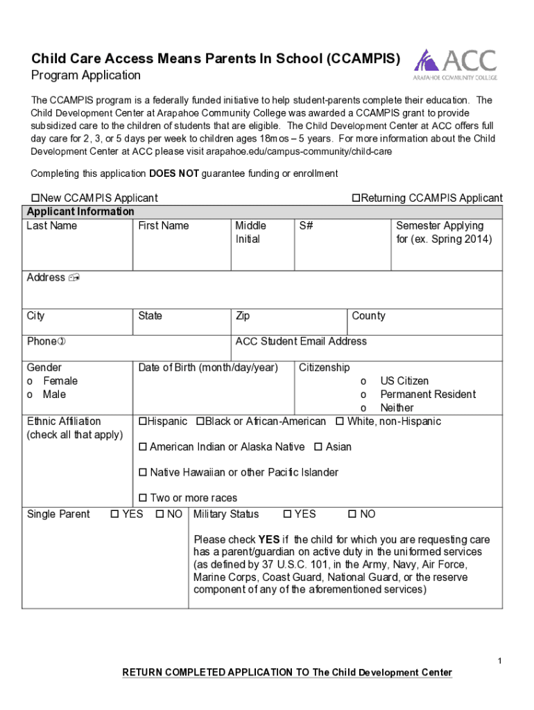 Fillable Online ece.ucla.eduprogramsccampis-programChild Care Access Means Parents in School ...