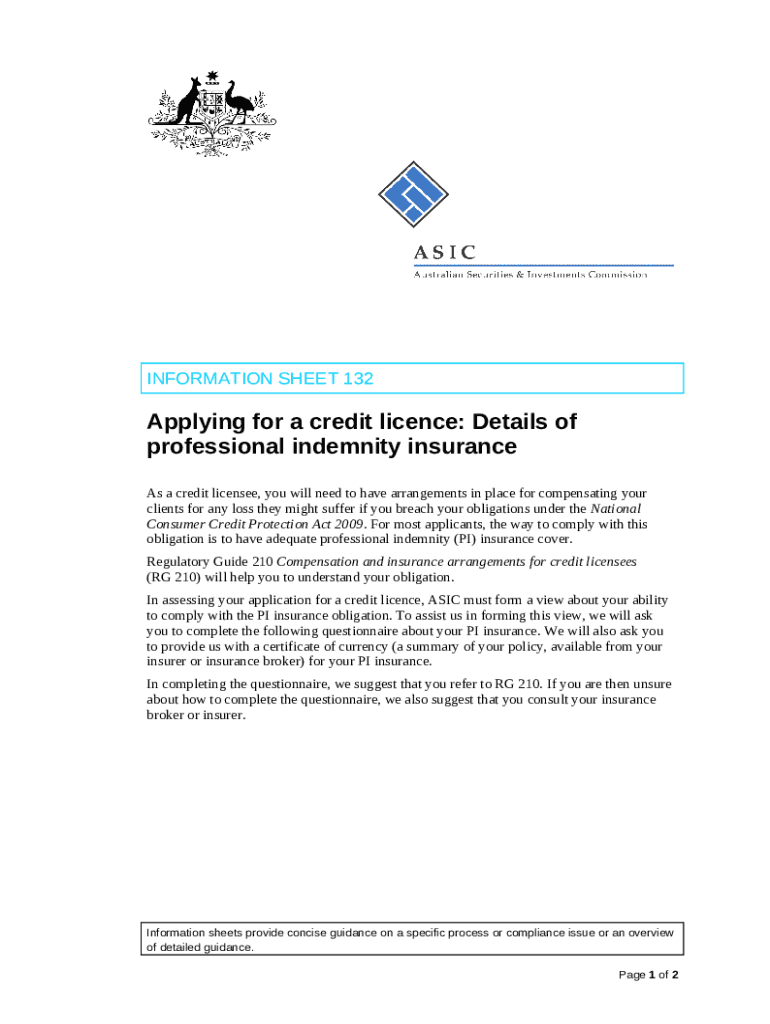 Ination Sheet 132 Applying for a credit licence. Ination Sheet 132 Applying for a credit licence ...