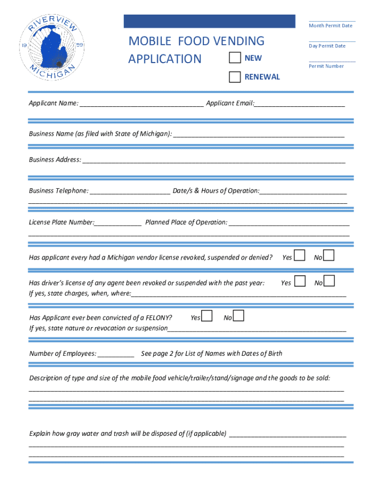 Fillable Online fill.ioMobile-Food-Truck-Vending-PermitFillable Mobile ...