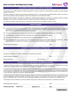 Fillable Online NEW PATIENT INFORMATION FORM - SA Heart Fax Email Print - pdfFiller