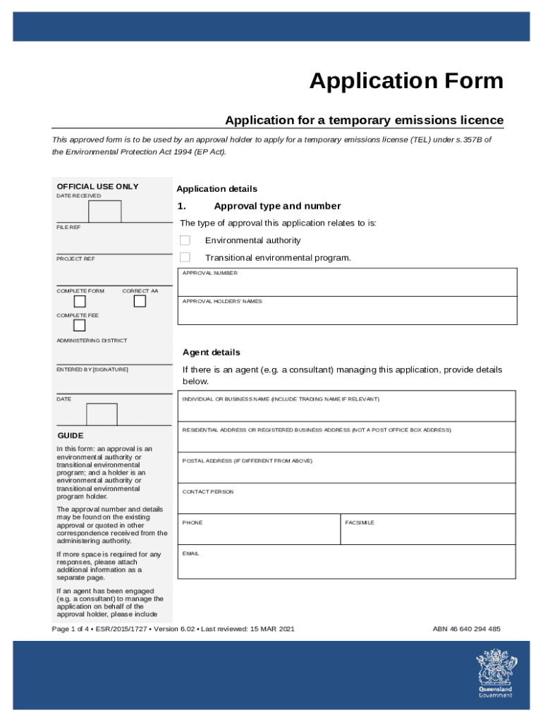 Application for a temporary emissions licence Doc Template ... Doc ...