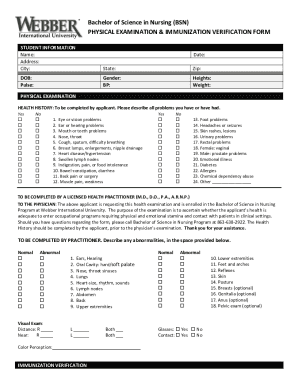 Fillable Online Nursing Physical Exam & Immunization Form.doc Fax Email ...