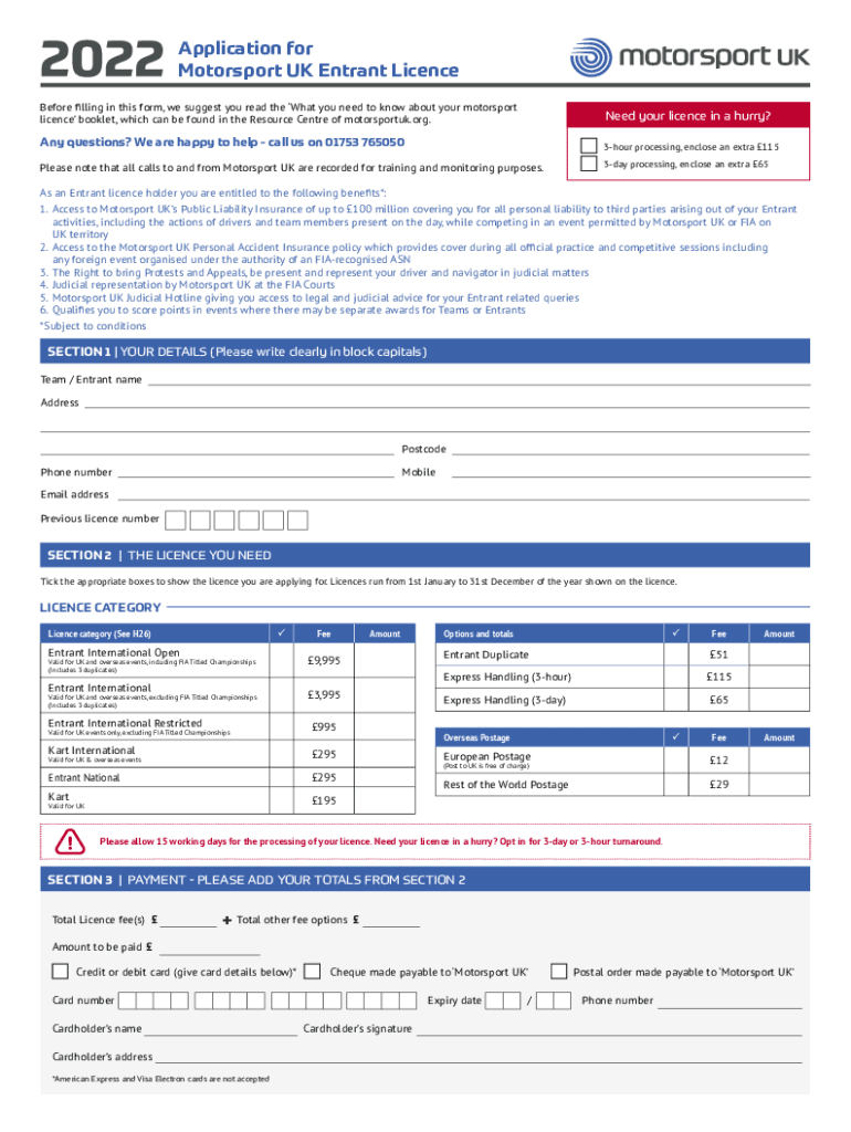 Fillable Online New Officials Licence Application - Motorsport ...