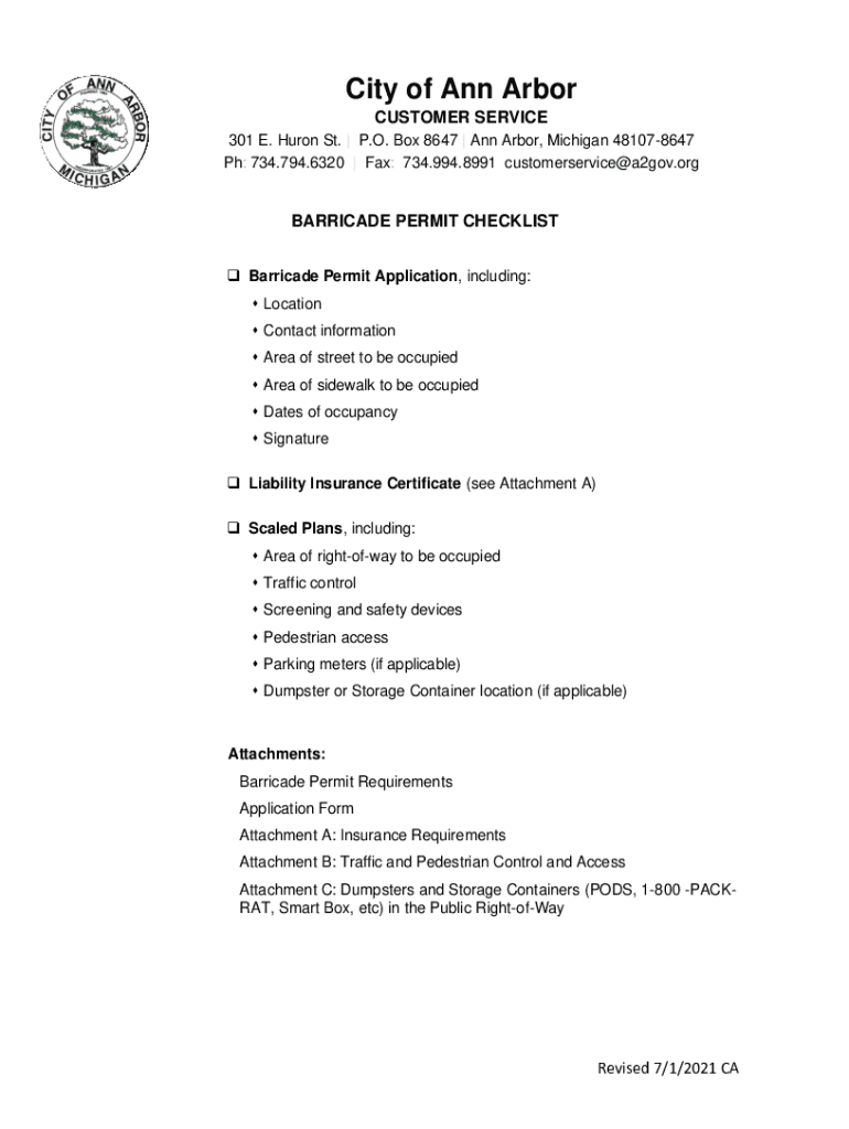 Fillable Online www.a2gov.orgservicesDocumentsCity of Ann Arbor Customer Service Center Fixed ...