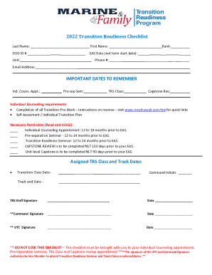 Fillable Online TRANSITION READINESS - United States Marine Corps Fax ...