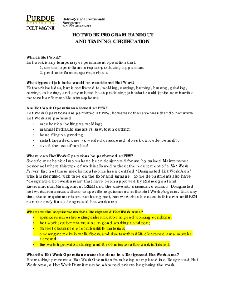 Fillable Online www.nfpa.orgTraining-and-EventsBy-topicNFPA - Hot Work ...