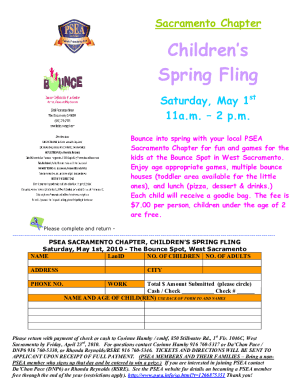 Fillable Online Spring Fling Pre-Registration Sacramento Sacramento ...