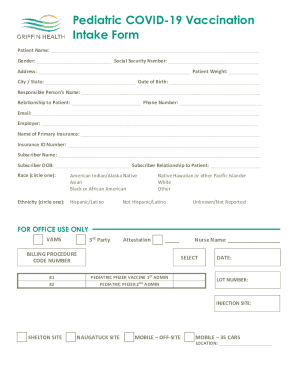 Fillable Online Pediatric COVID-19 Vaccination Intake Form Fax Email ...