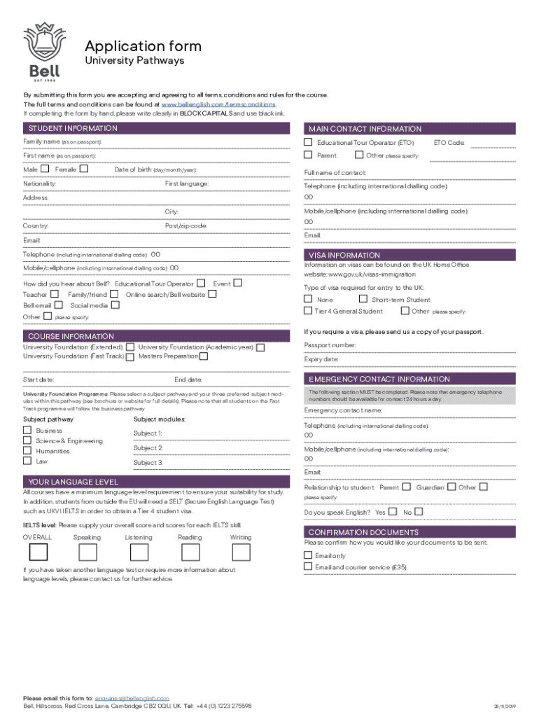 Fillable Online ala.eduuniversity-pathway-application-formUniversity ...