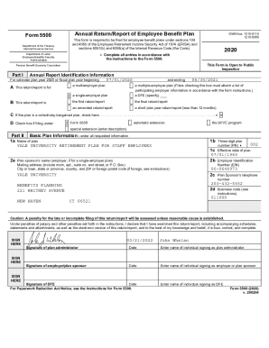 Fillable Online Form 5500 Annual Return/Report of Employee Benefit ...