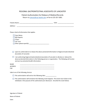 Fillable Online Pt Auth for Med Rec Fax Email Print - pdfFiller