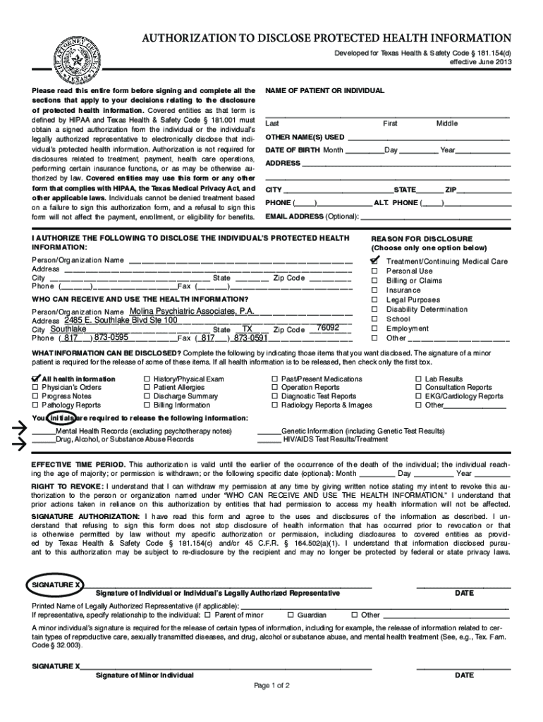 Fillable Online Texas Health and Safety Code Section 181.154 - Notice ...