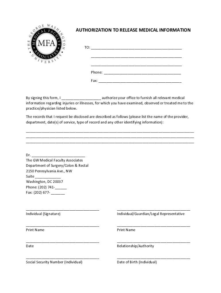 Fillable Online The George Washington Medical Faculty Associates (MFA ...