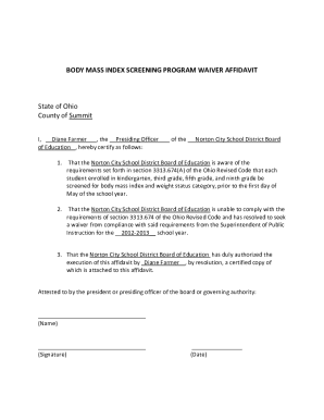 Fillable Online Sample Body Mass Index (BMI) Screening Results Letter ...