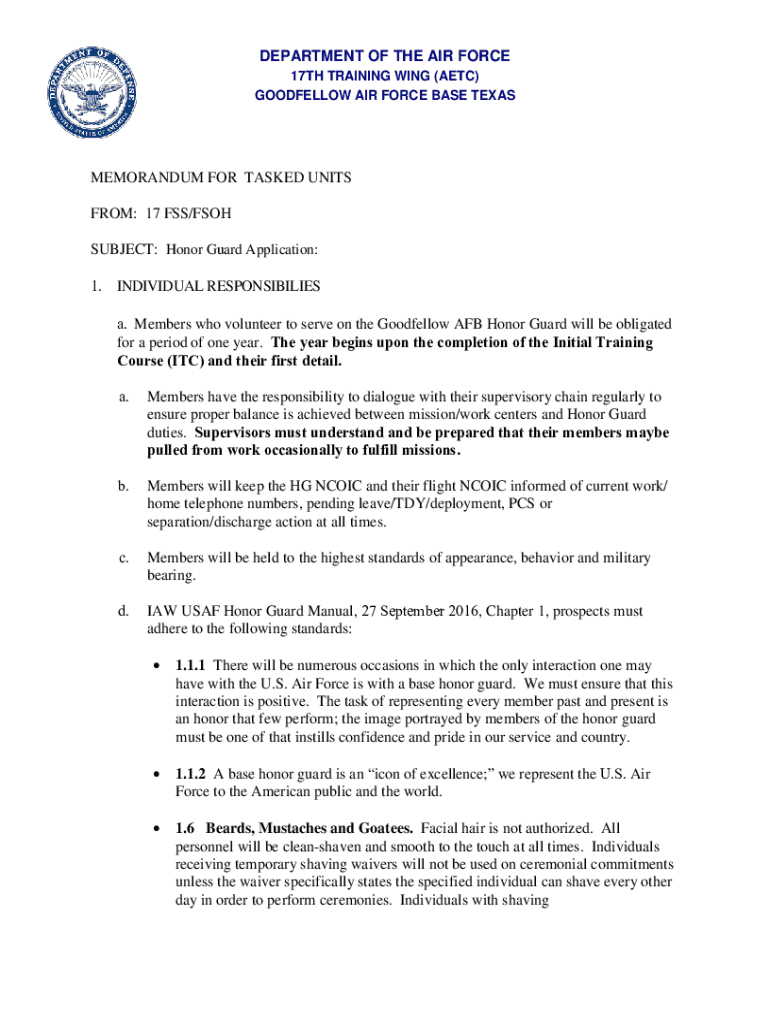 TX Honor Guard Application Form - Fill Online, Printable, Fillable ...