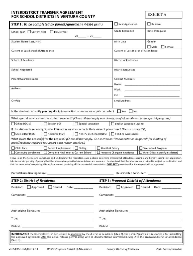 Fillable Online Final Sample Interdistrict Transfer Agreement Form Fax ...