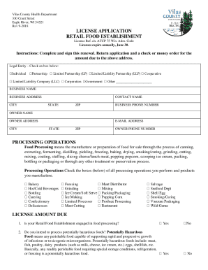 Fillable Online RETAIL FOOD ESTABLISHMENT LICENSE APPLICATION s ... Fax ...