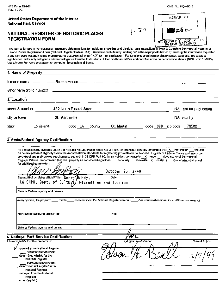 Fillable Online Fillable Online NPS Form 10900 (M2) OMBNo Fax Email ...