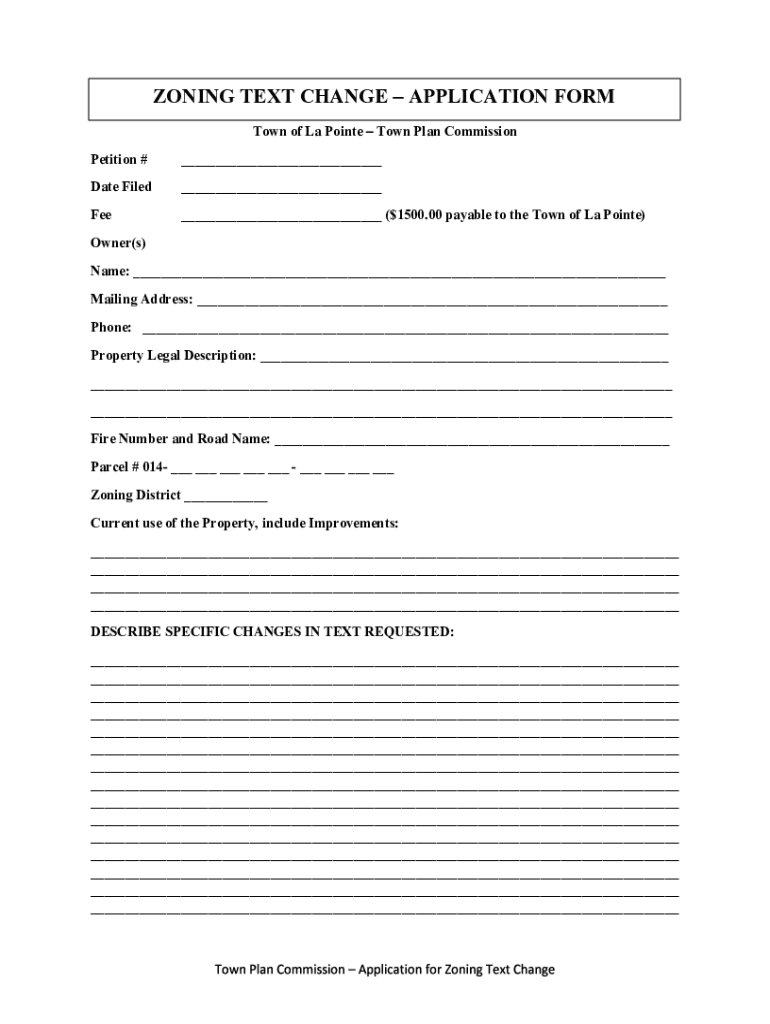 Fillable Online ZONING TEXT CHANGE APPLICATION FORM Fax Email Print ...