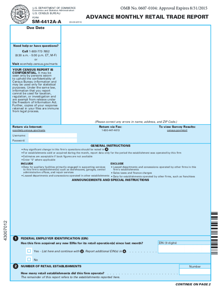 Fillable Online www.census.gov retailMonthly Retail Trade, Main Page ...