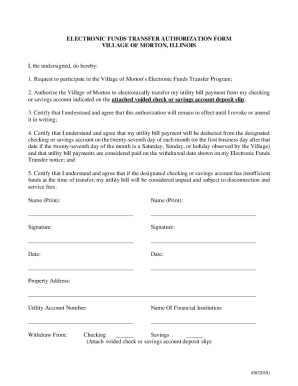 Fillable Online ELECTRONIC FUNDS TRANSFER AUTHORIZATION FORM - morton ...