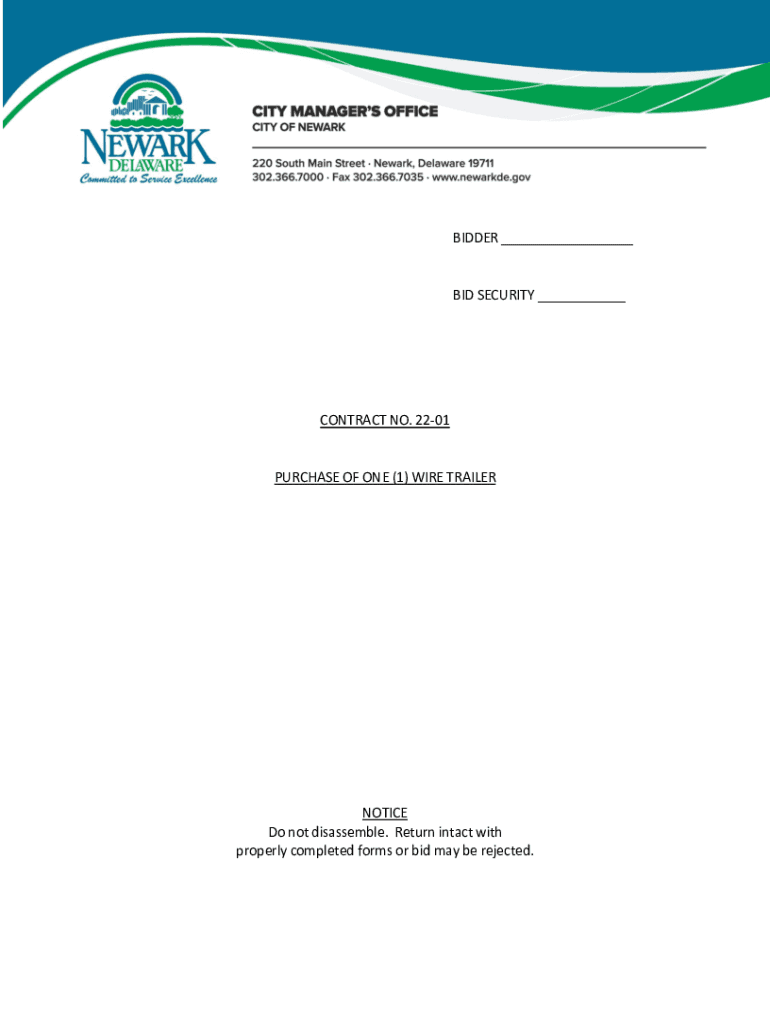 Fillable Online BID PACKET FOR CONSTRUCTION CONTRACTS SAMPLE ...